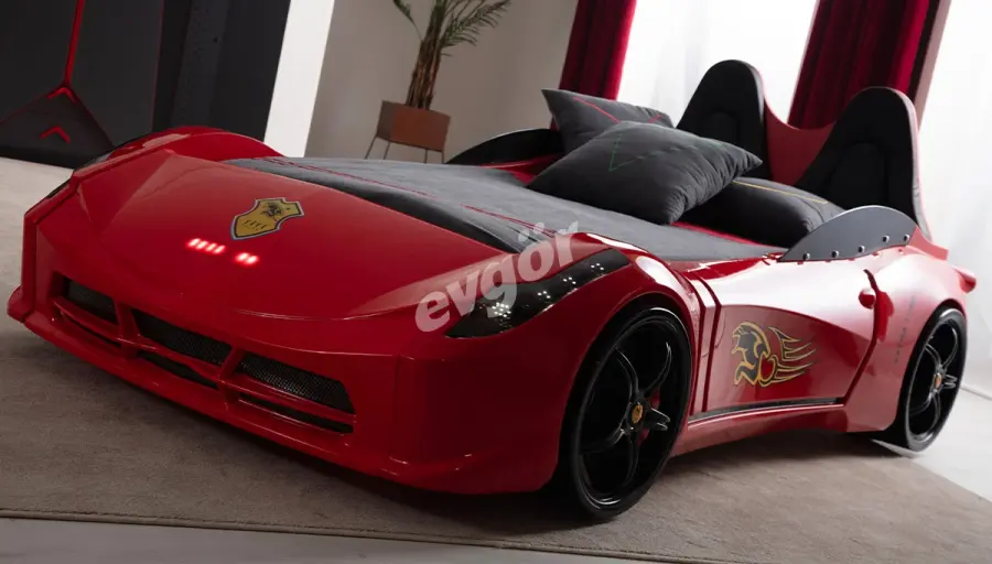 Basela Kırmızı Arabalı Karyola | Evgör Mobilya